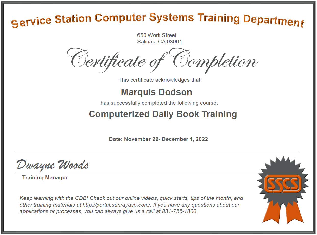 Marquis has been trained on the backend C-Store program Computerized ...
